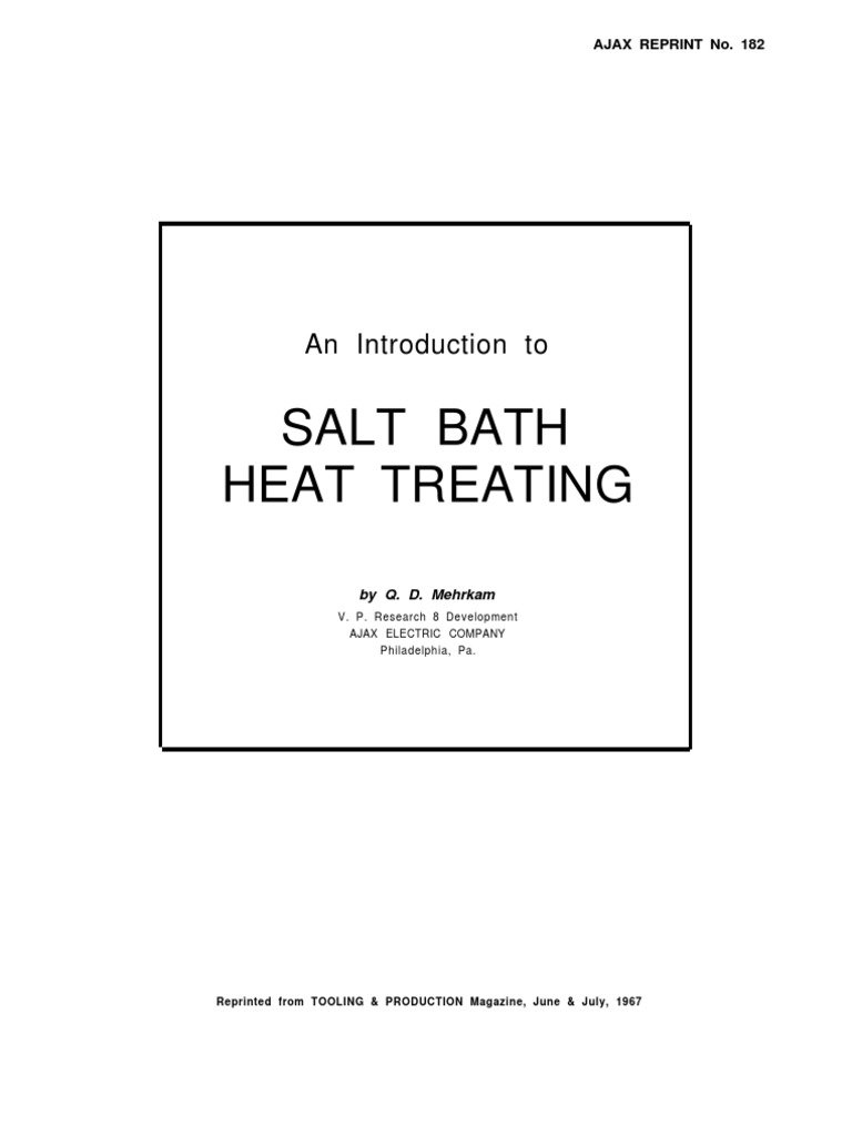 Salt Bath Heat Treating Overview | PDF | Heat Treating | Annealing ...