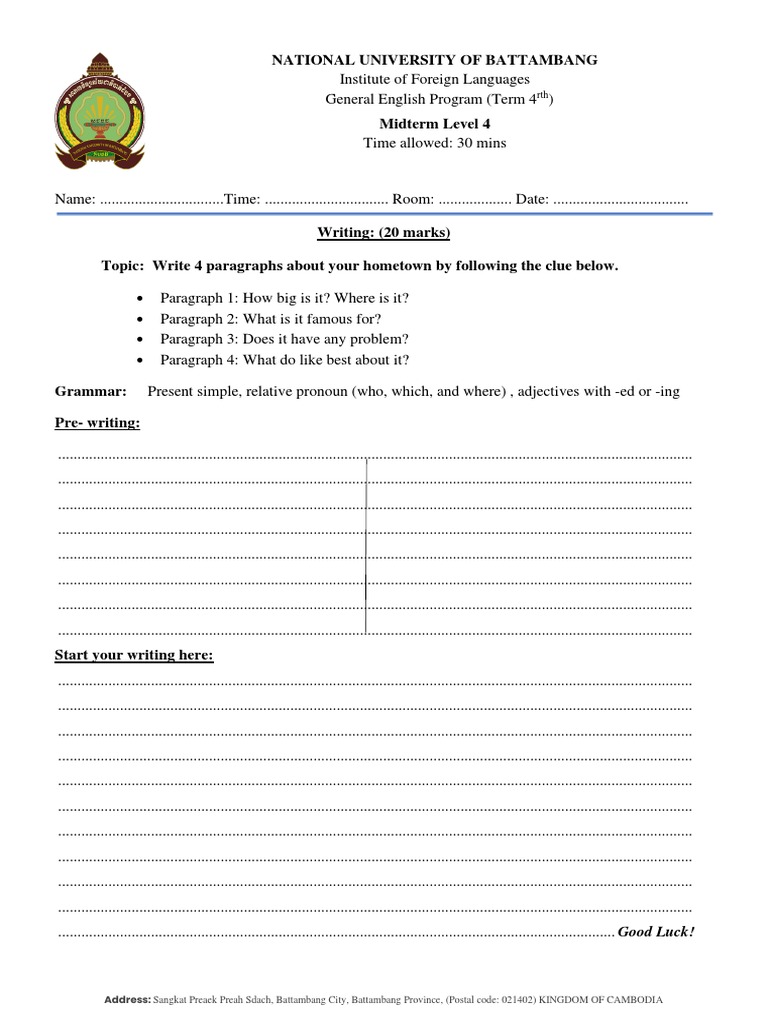 Midterm Level 4 Writing | PDF | Languages | Foreign Language Studies