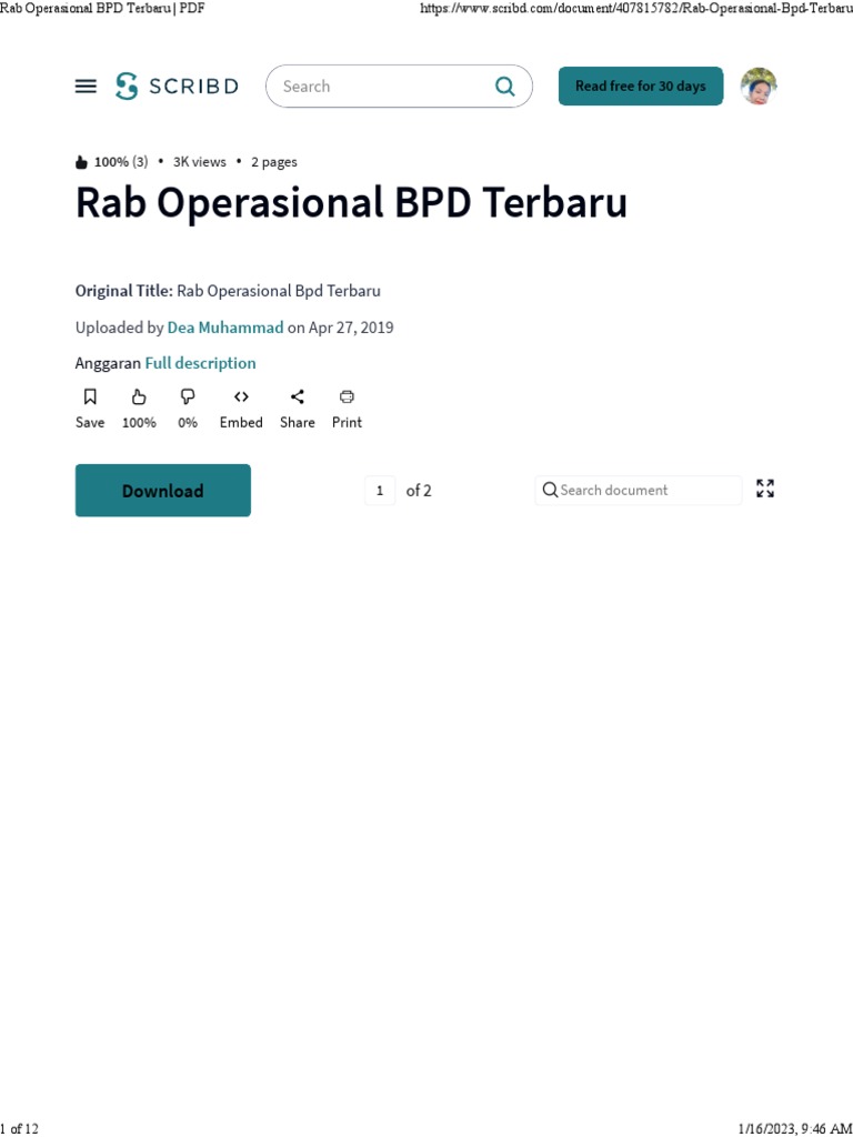 Rab Operasional BPD Terbaru PDF | PDF