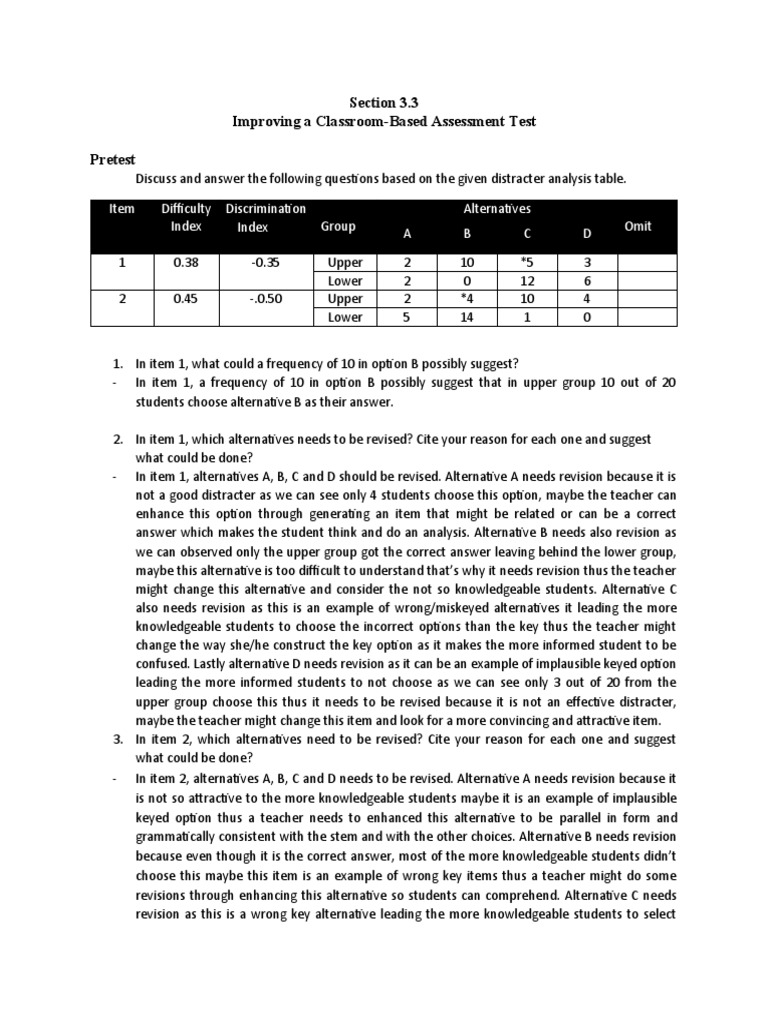 Classroom Assessment Test Improvement | PDF | Cognition | Cognitive Science