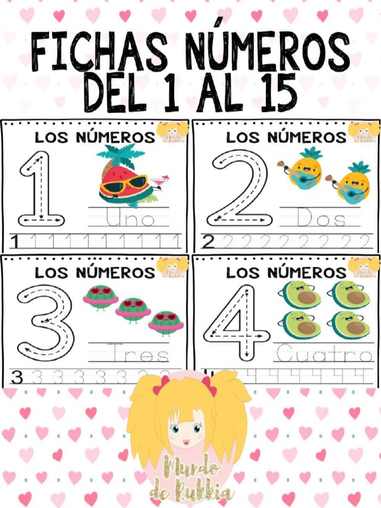 Fichas para Trabajar Los Números Del 1 Al 15 Por Mundo de Rukkia | PDF
