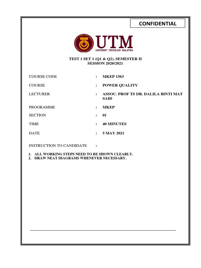 Power Quality Test Questions 2021 | PDF | Electrical Impedance ...