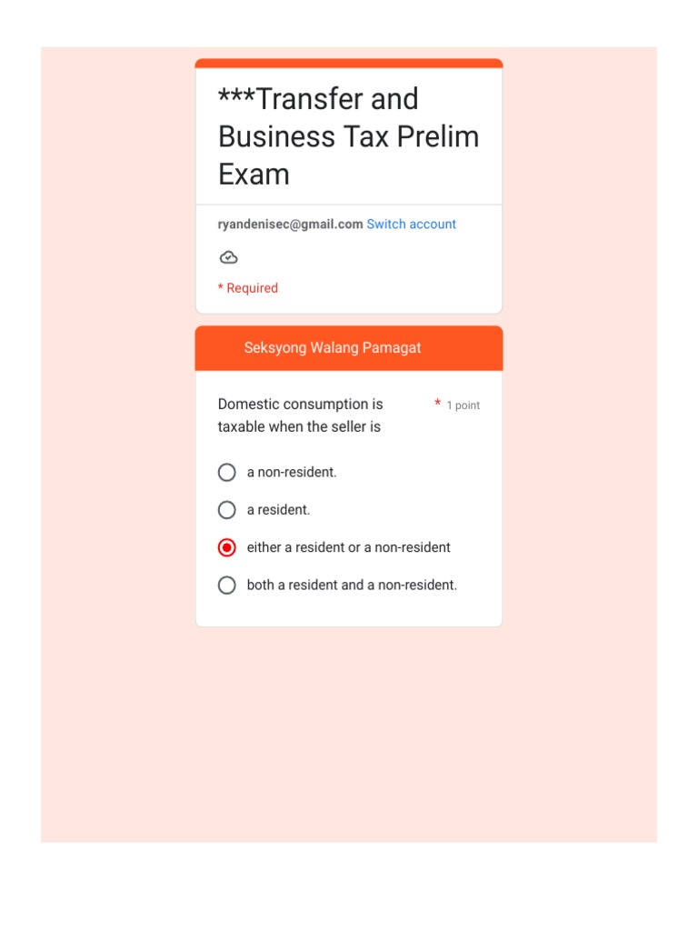 Transfer and Business Tax Prelim Exam | PDF | Value Added Tax | Taxes