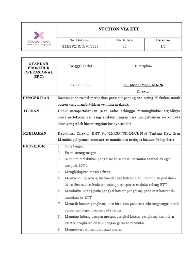 Prosedur Suction ETT untuk Ventilasi | PDF