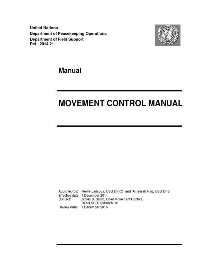 2014.21 Movement Control Manual | PDF | Transport | United Nations