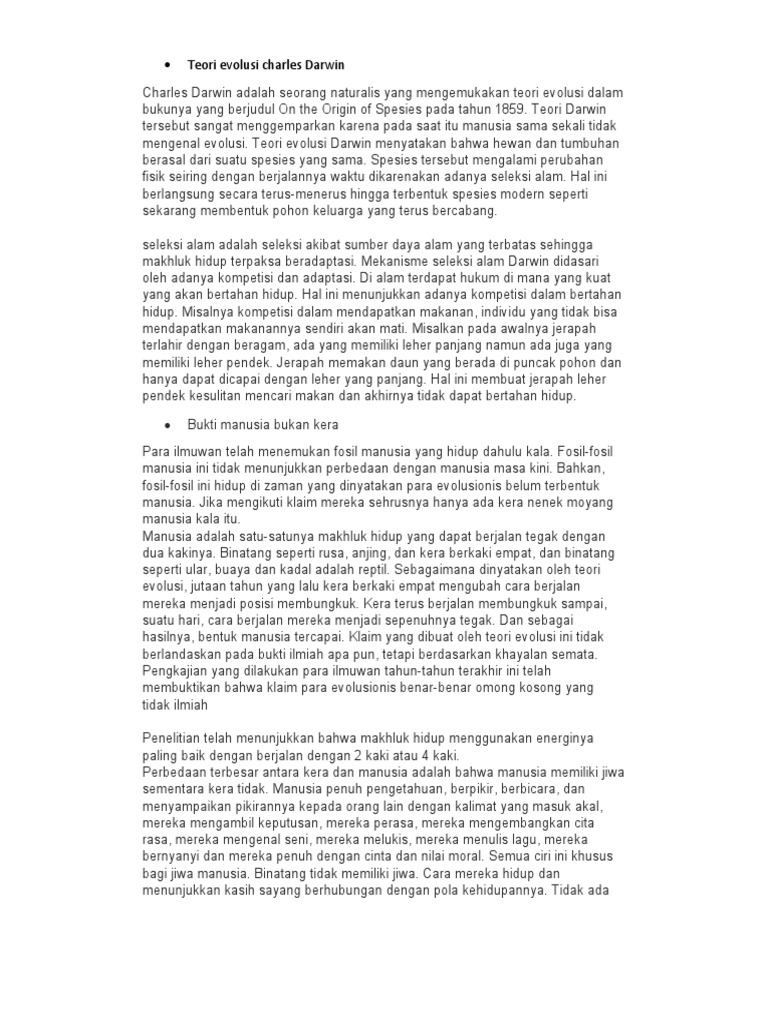 Teori Evolusi Charles Darwin | PDF