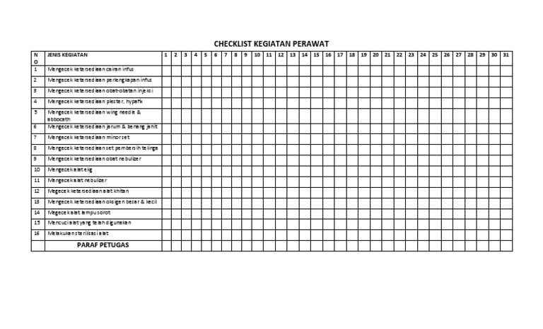 Checklist Kegiatan Cleaning Service | PDF