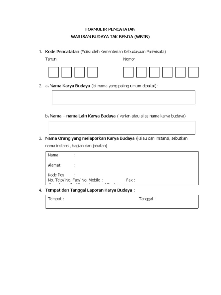 FORM Pencatatan WBTB | PDF