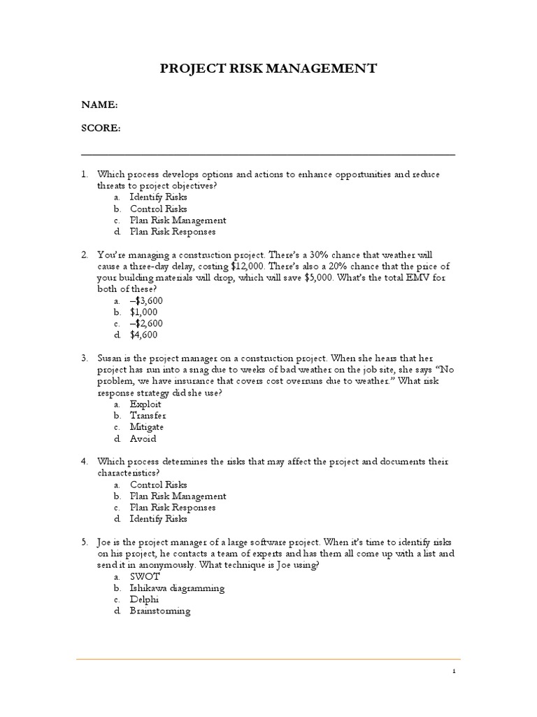 Contoh Soal PMP - 3 | PDF | Risk | Risk Management