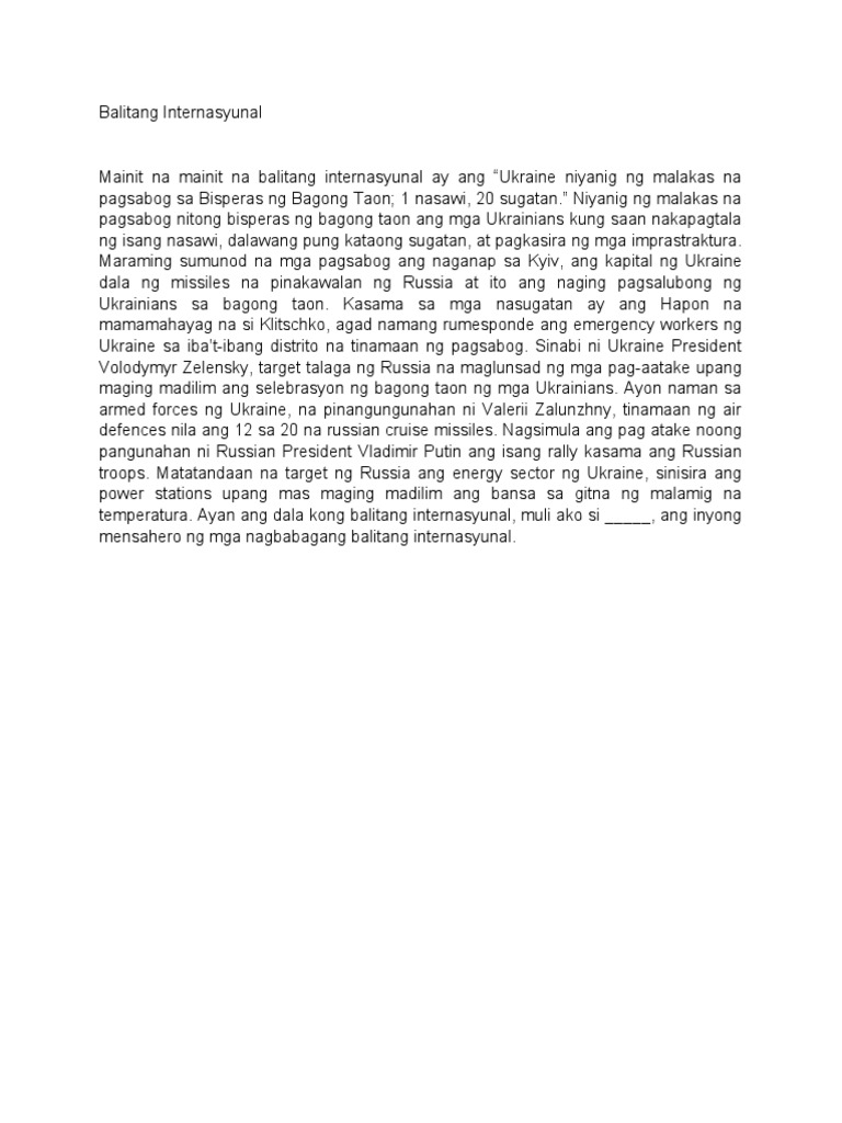 Balitang Internasyunal New | PDF