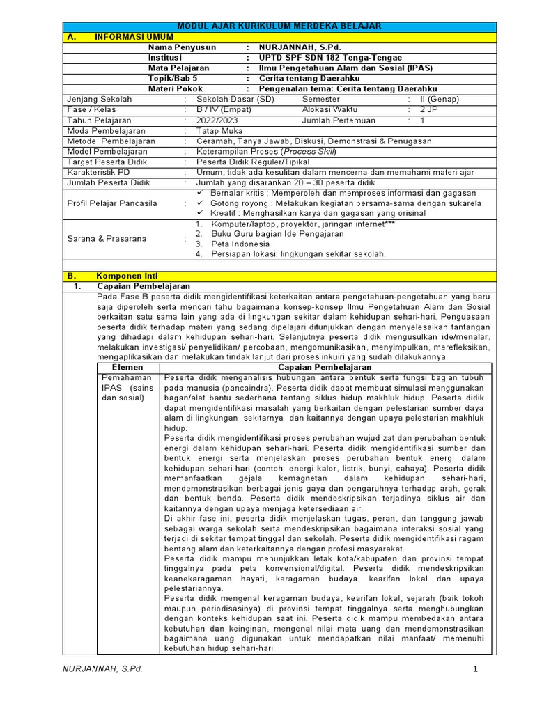 RPP Ipas Kls IV Sms 2 | PDF