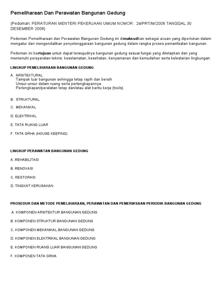 Silabus - Pemeliharaan Dan Perawatan Bangunan Gedung | PDF