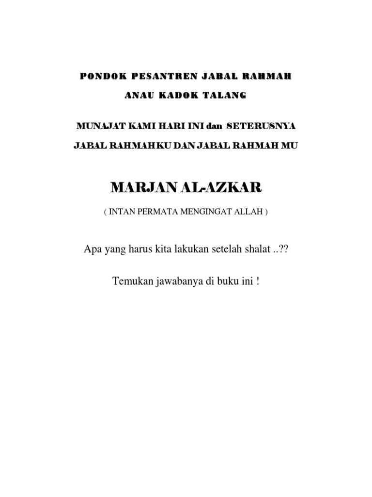 Buku Dzikir Marjan Al-Azkar | PDF