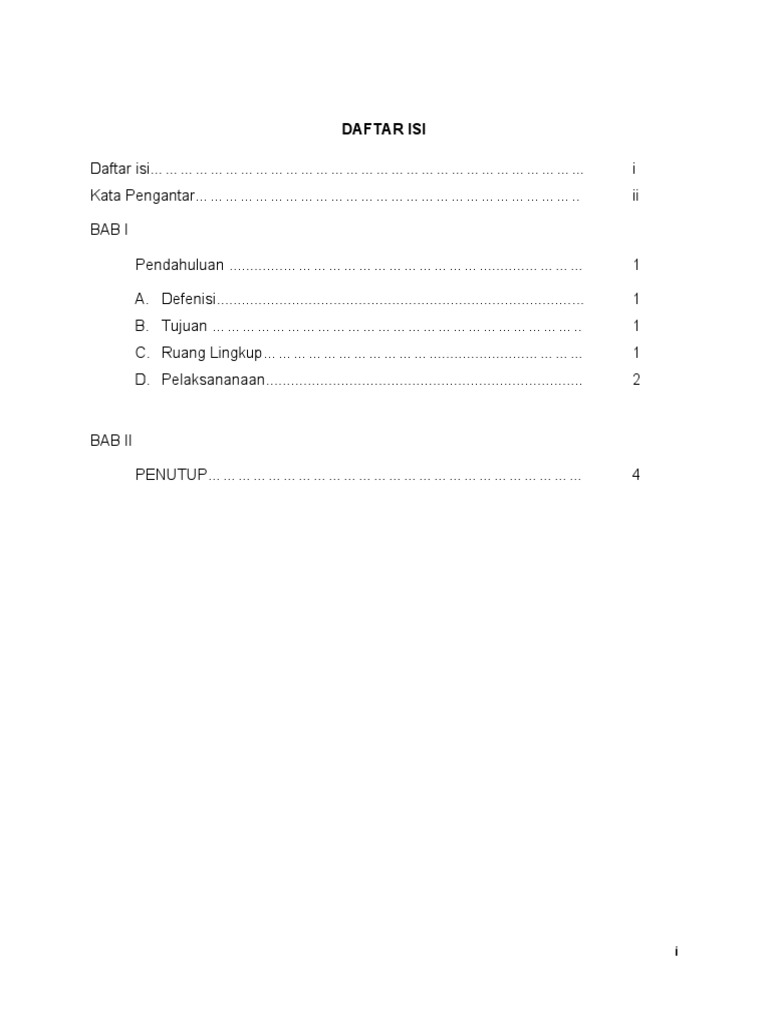 Contoh Daftar Isi Makalah Sederhana | PDF