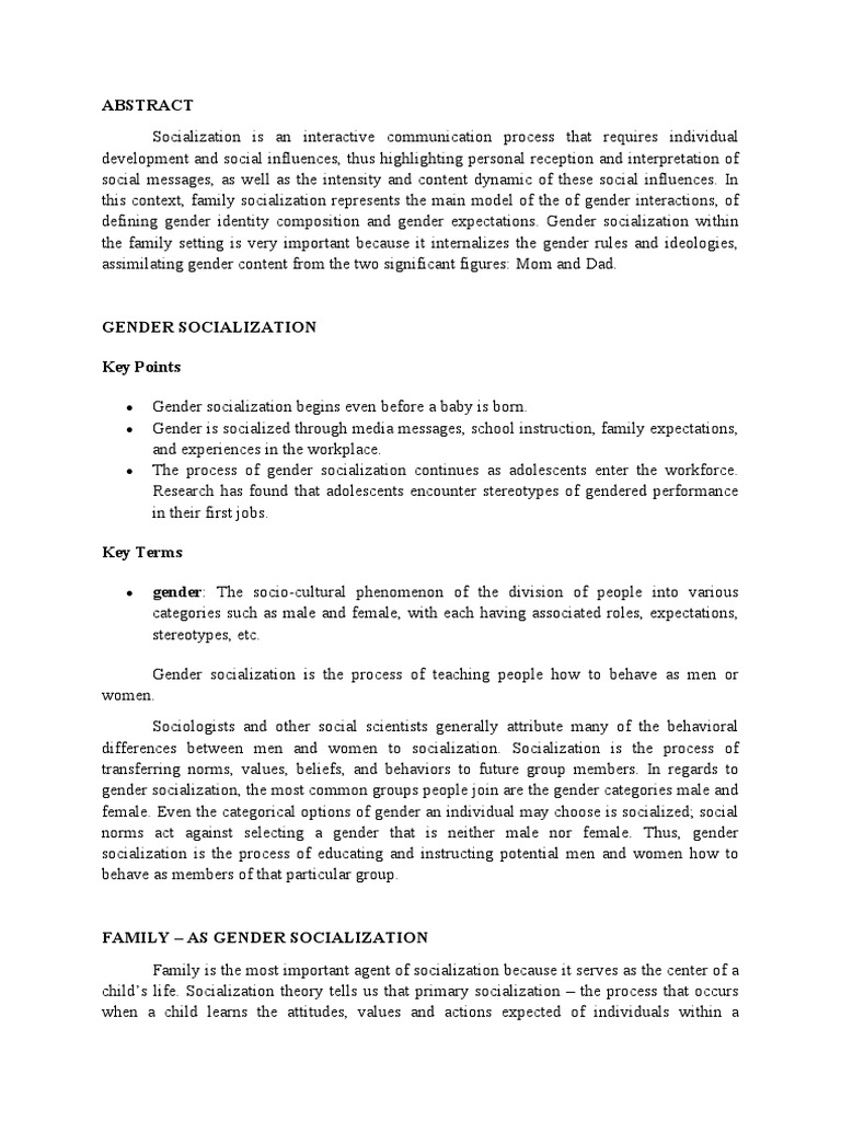 FAMILY | PDF | Socialization | Gender Studies