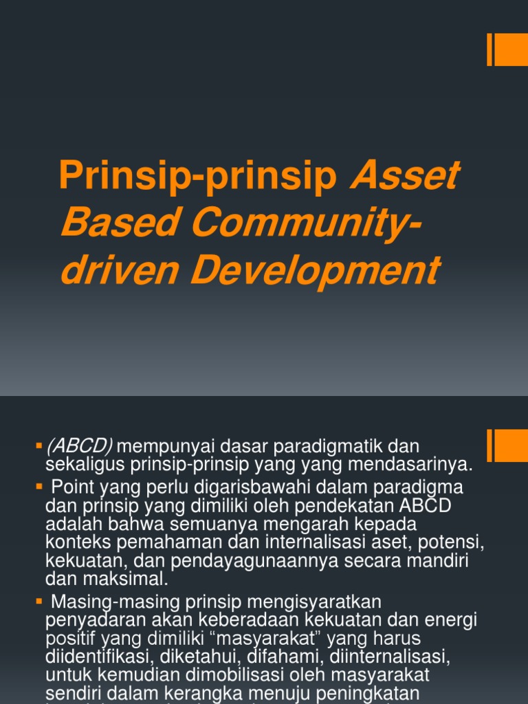 Prinsip-Prinsip Asset Based Community Driven Development | PDF