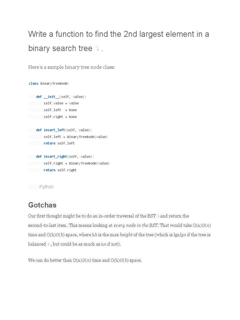 2nd Largest Element in A Binary Search Tree | PDF | Computer Data | Computer Programming