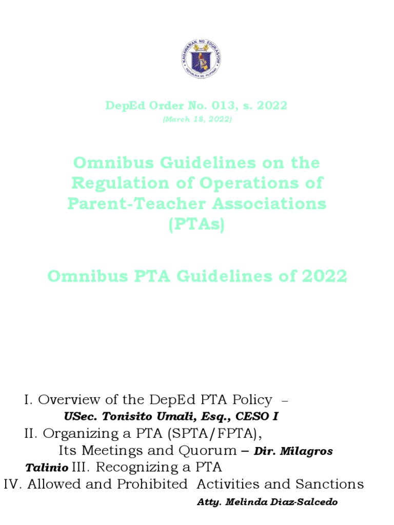 2022 PTA Operations Guidelines | PDF