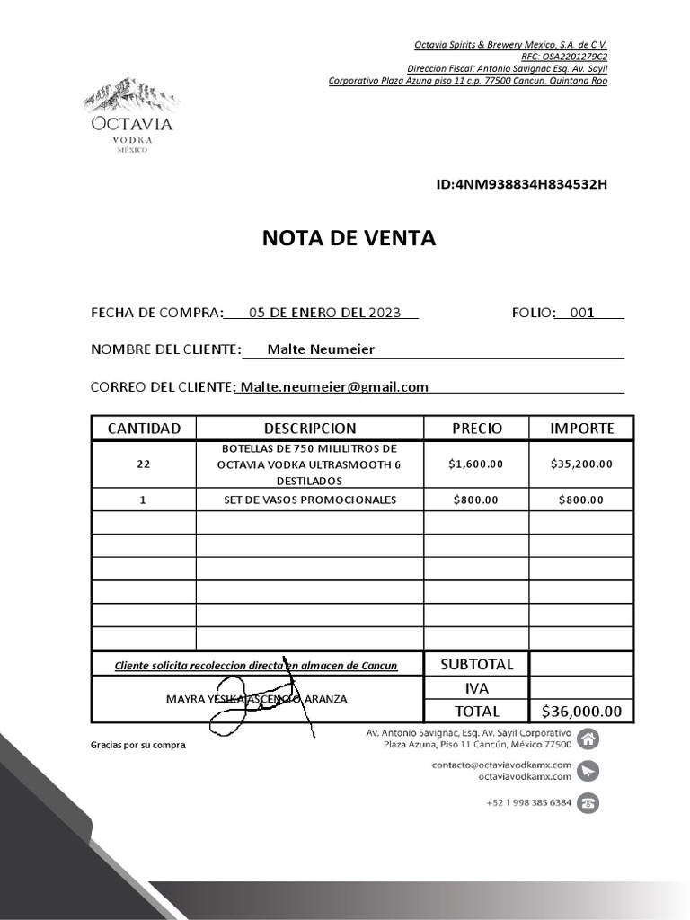 Nota de Venta 1 | PDF