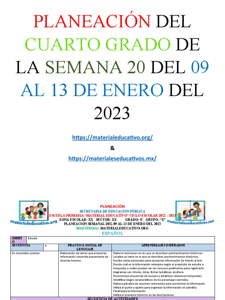 Cuarto Grado: Planeación | PDF | Red alimentaria | México