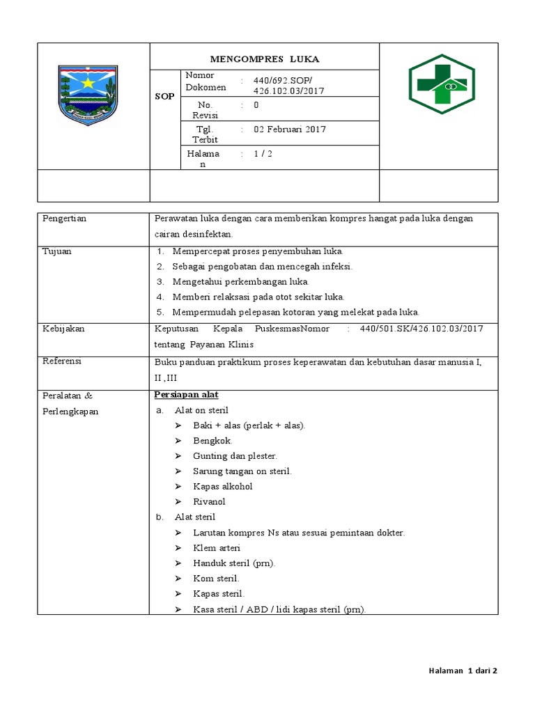 Prosedur Kompres Luka untuk Penyembuhan | PDF
