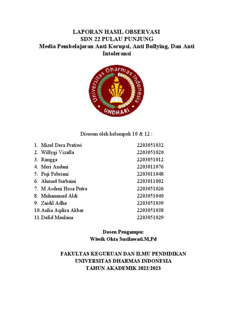 Laporan Hasil Observasi Kelompok 10 Dan 12 | PDF