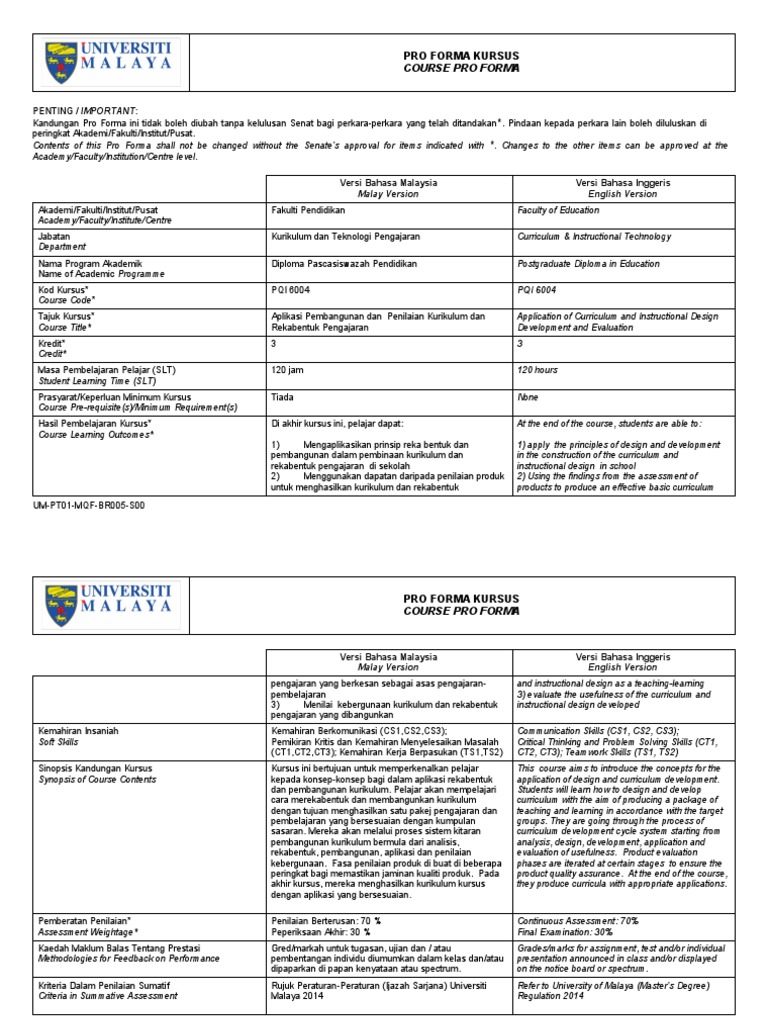 Proforma Kursus PQI 6004 | PDF