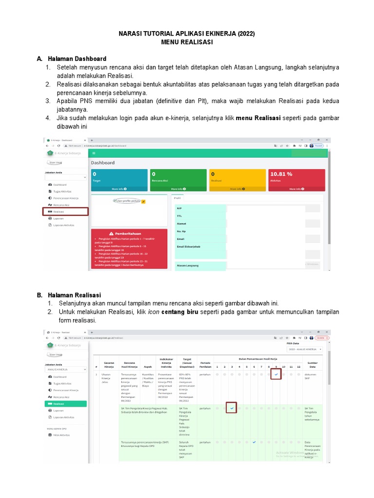 Narasi Tutorial Menu Realisasi | PDF