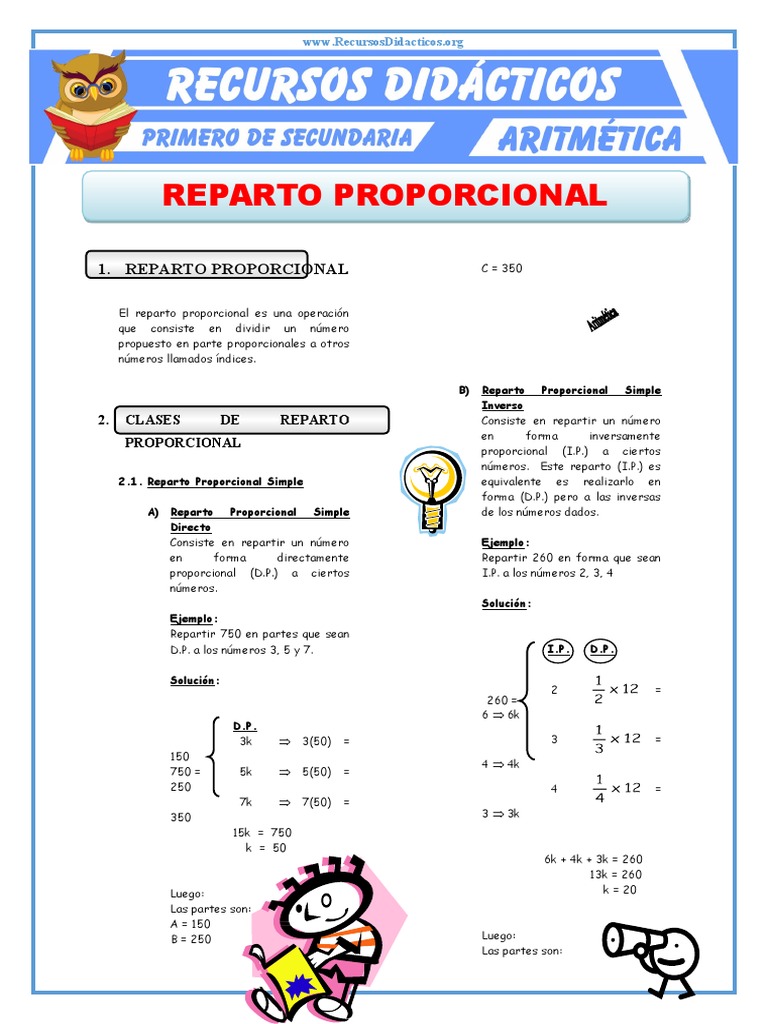 Ejercicios de Reparto Proporcional | PDF