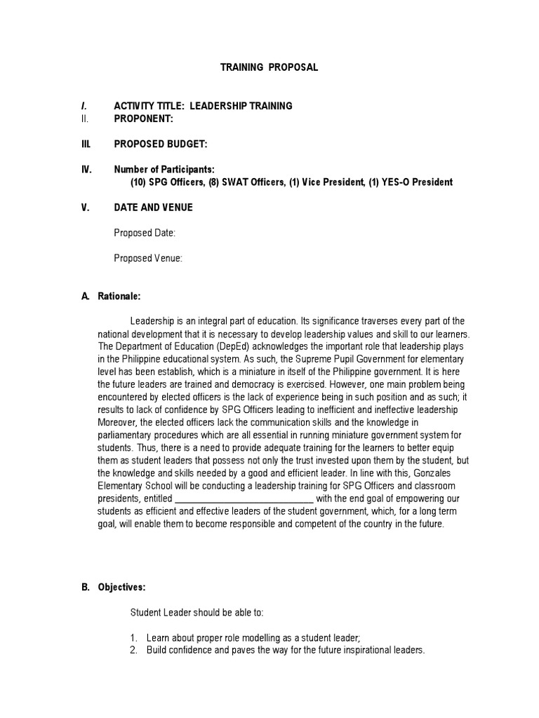 Training Proposal | Download Free PDF | Leadership | Cognition