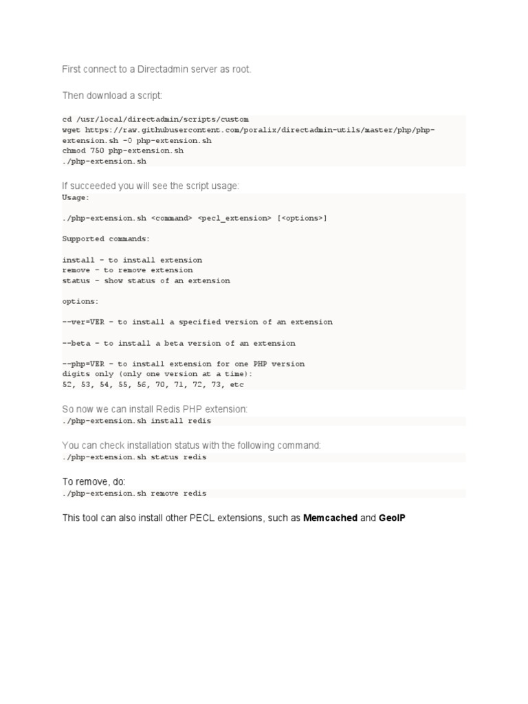 Install Redis DirectAdmin | PDF