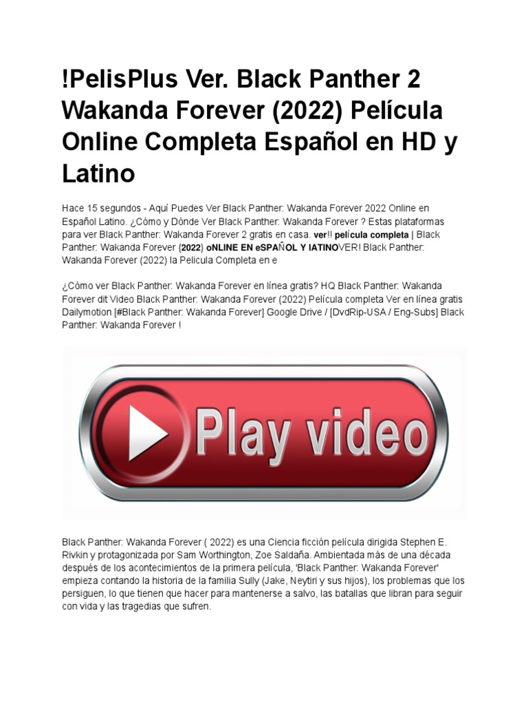 !pelisplus Ver. Black Panther 2 Wakanda Forever (2022) Película Online ...