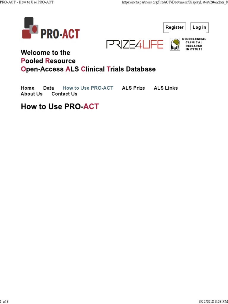 ALS PROACT DataDictionary | PDF | Amyotrophic Lateral Sclerosis ...