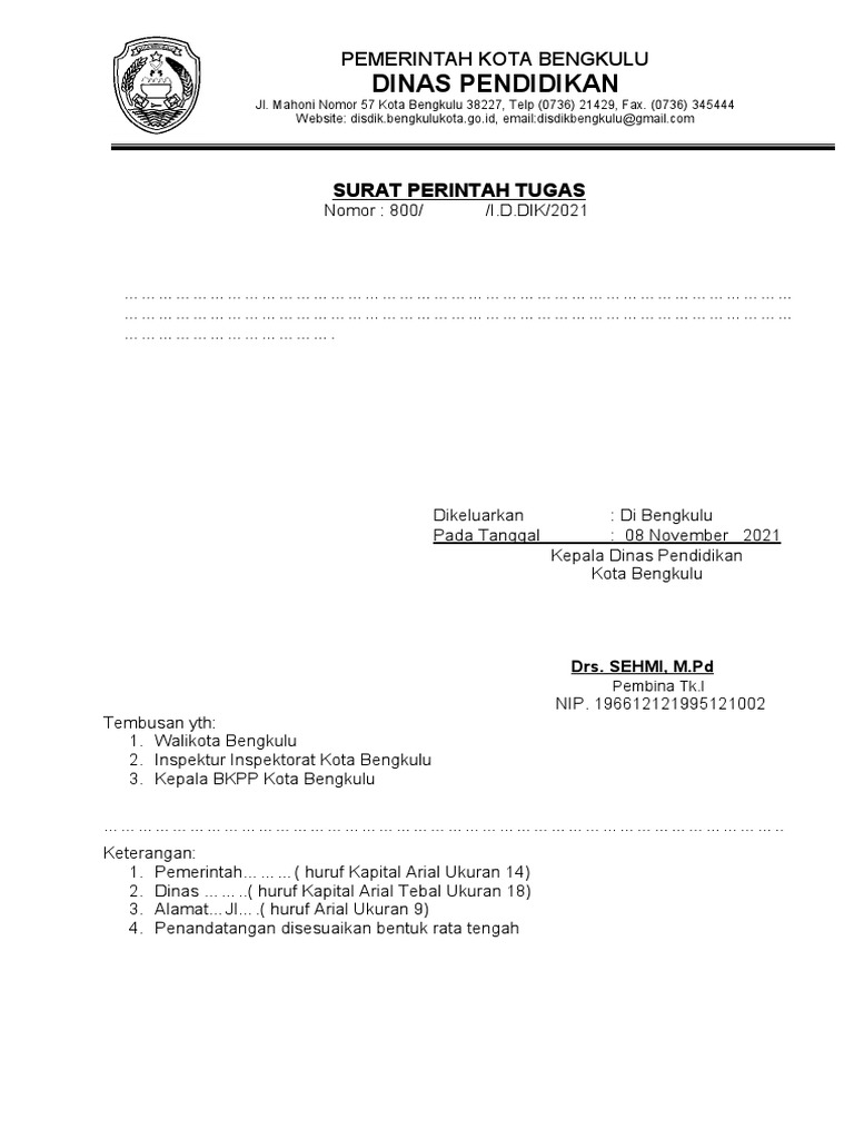 Contoh Kop Surat Sesuai Perwal 28 TH 2021 | PDF