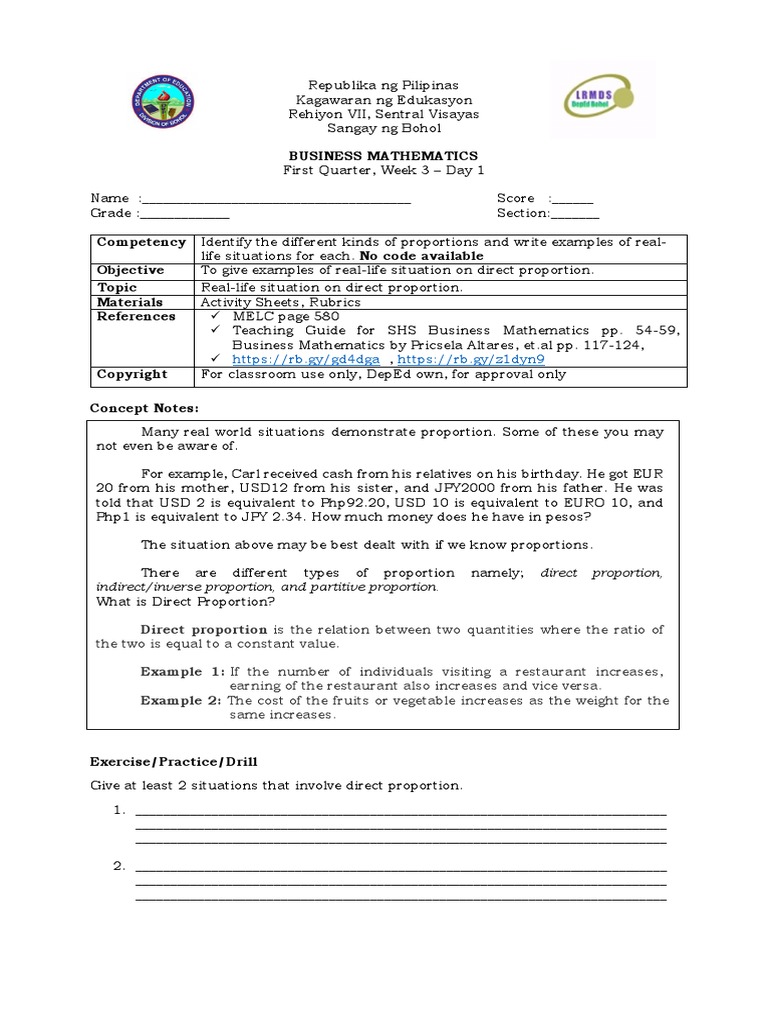 BM 11 - Q1 - LAS - WK3 - Day1-4 | PDF