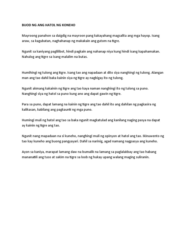 Buod NG Ang Hatol NG Koneho | PDF