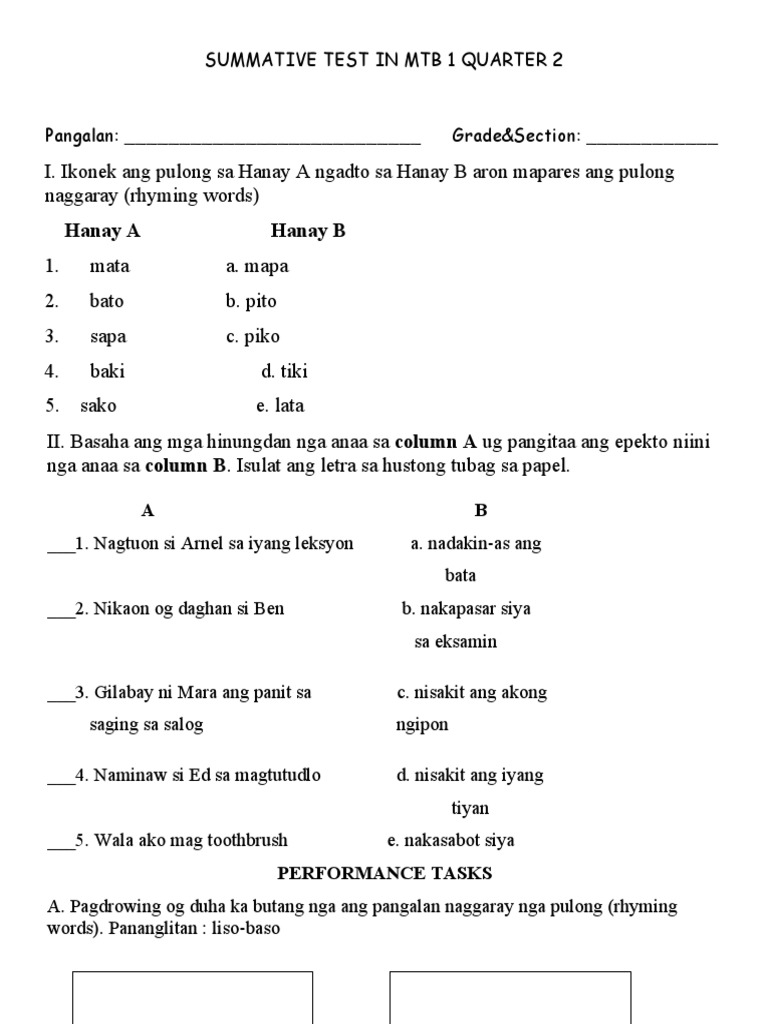 2ND Assessment For Q2 MTB | PDF