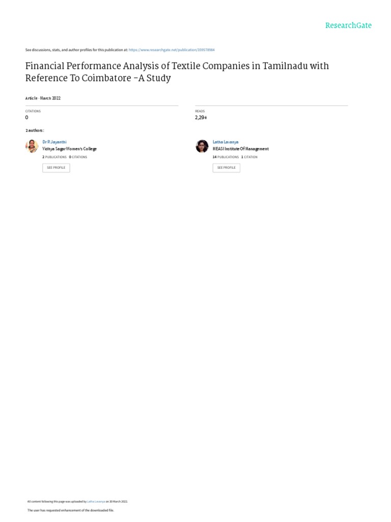 Financial Performance | PDF | Standard Deviation | Statistics