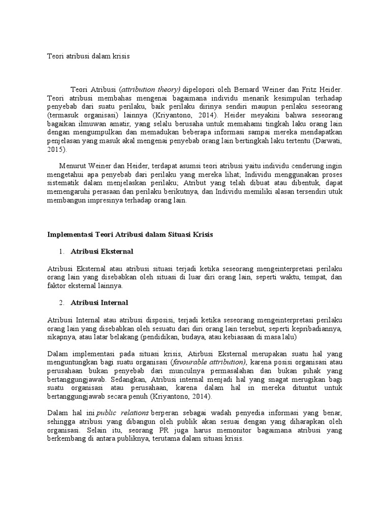 Teori Atribusi Dalam Krisis | PDF