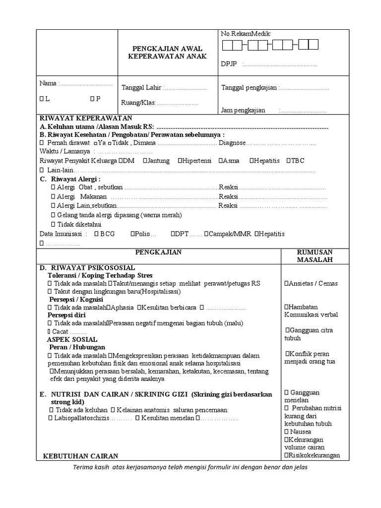 Asesmen Awal Anak | PDF