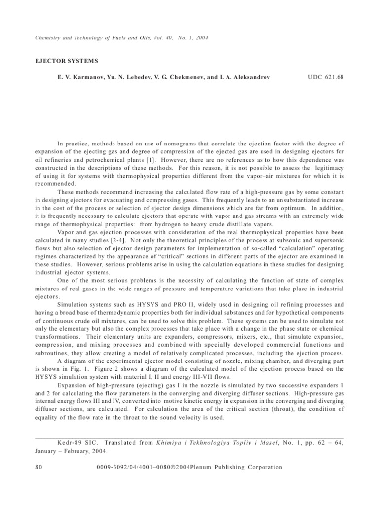 Simulation of Ejector Systems Using HYSYS: A Method for Designing Ejectors with Diverse Working ...