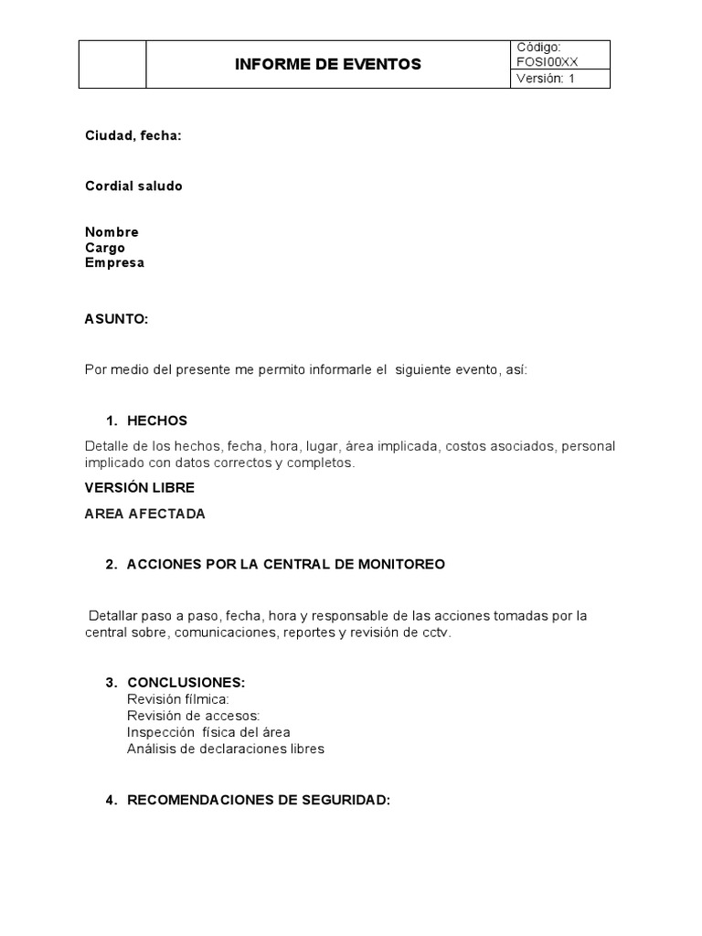 Modelo Informe de Evento | PDF