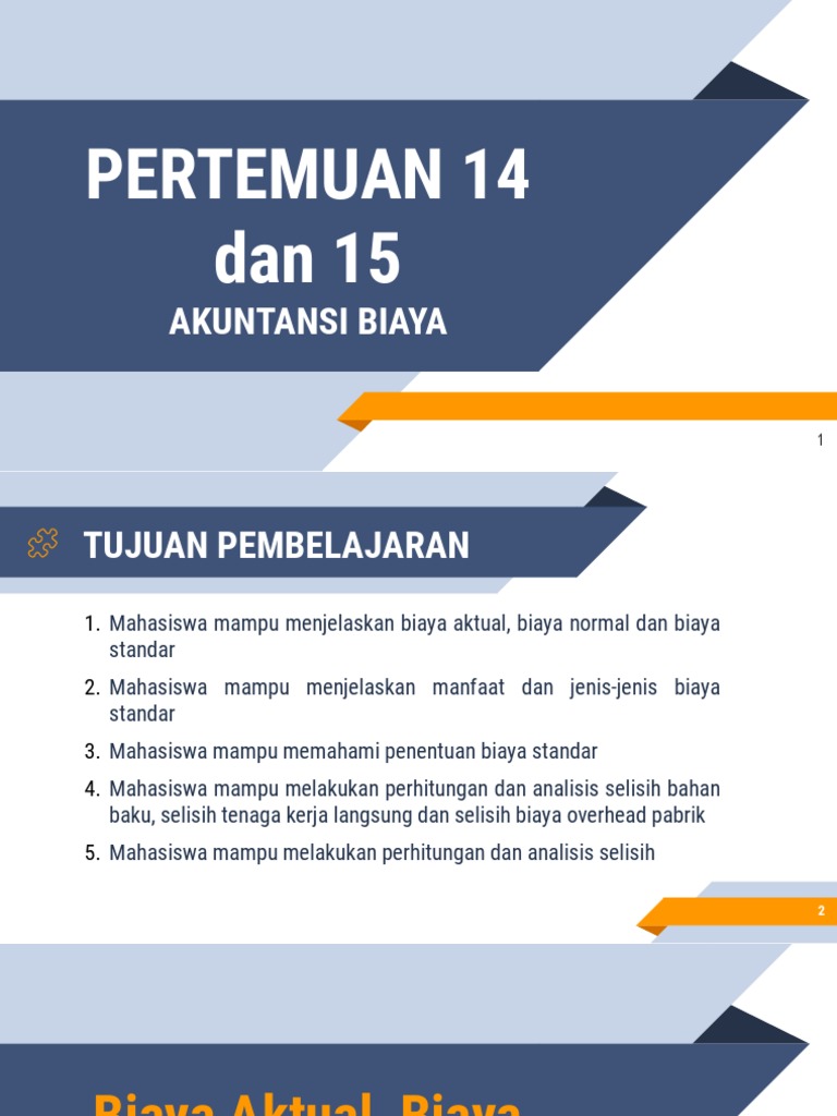Pertemuan 14 Dan 15 Standar Costing | PDF