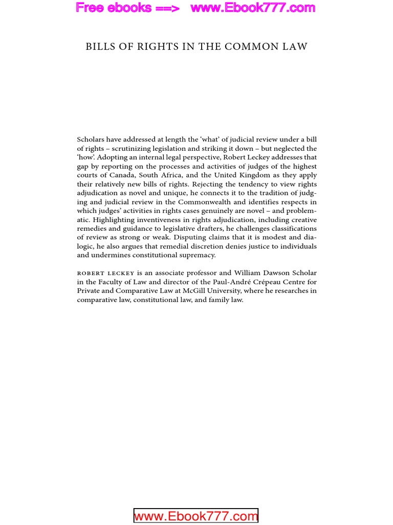 Bills of Rights in The Common Law | PDF | Common Law | Judicial Review