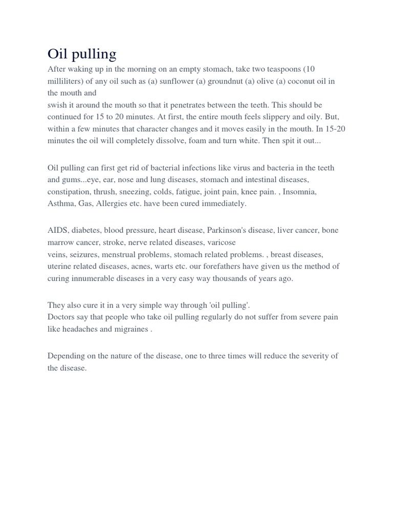 Benefits-Oil Pulling | PDF