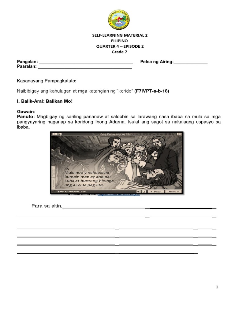 Filipino 7 Q4 Episode 2 SLM | PDF
