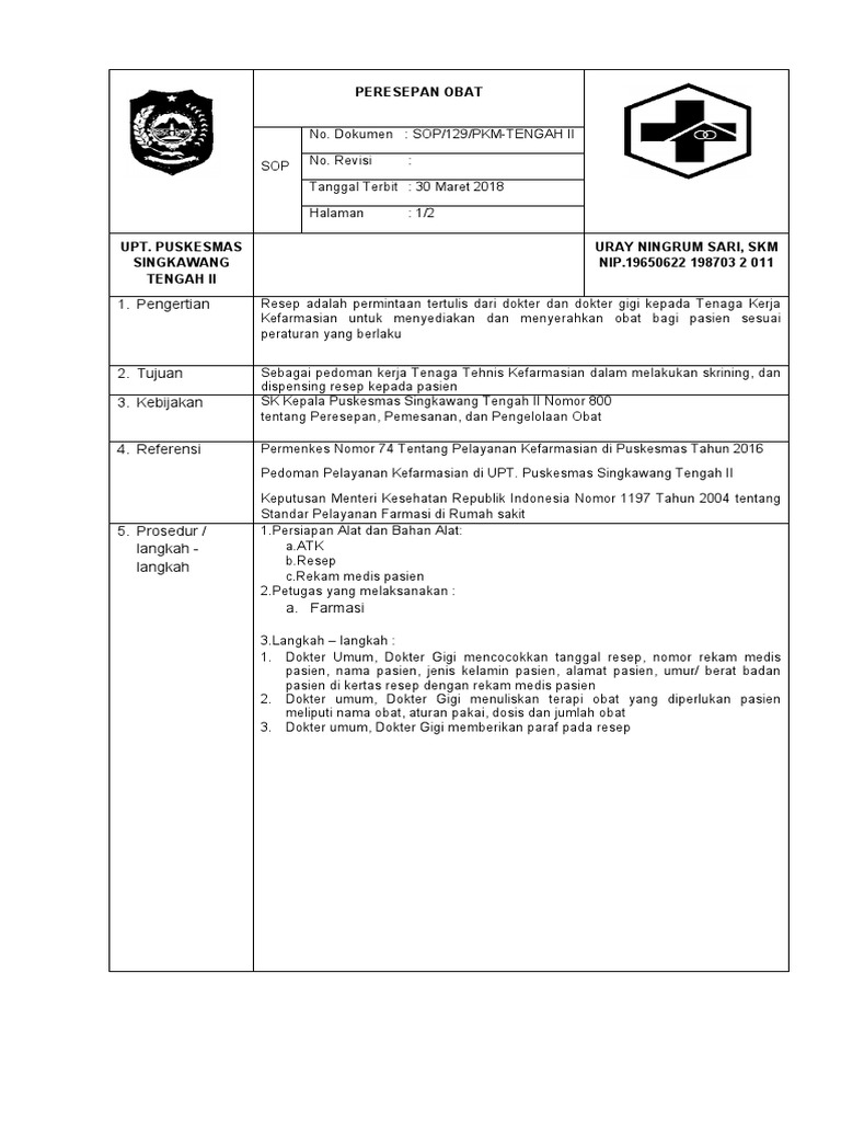Sop Peresepan Obat | PDF