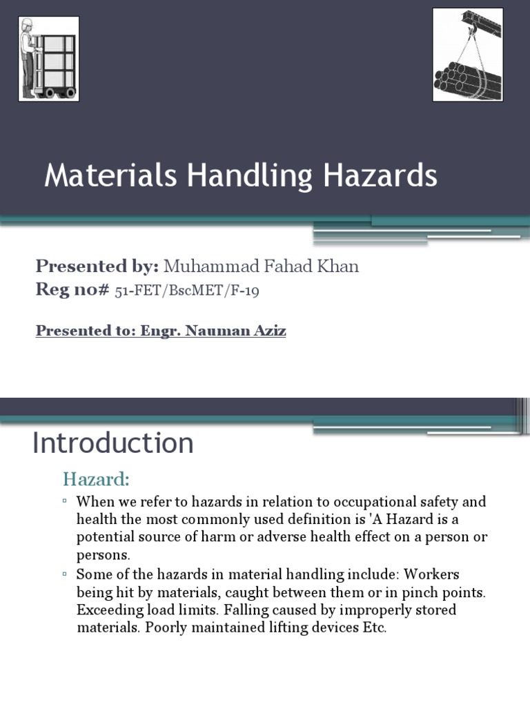 Presentation On Hazards of Material Handling | PDF | Forklift | Crane (Machine)