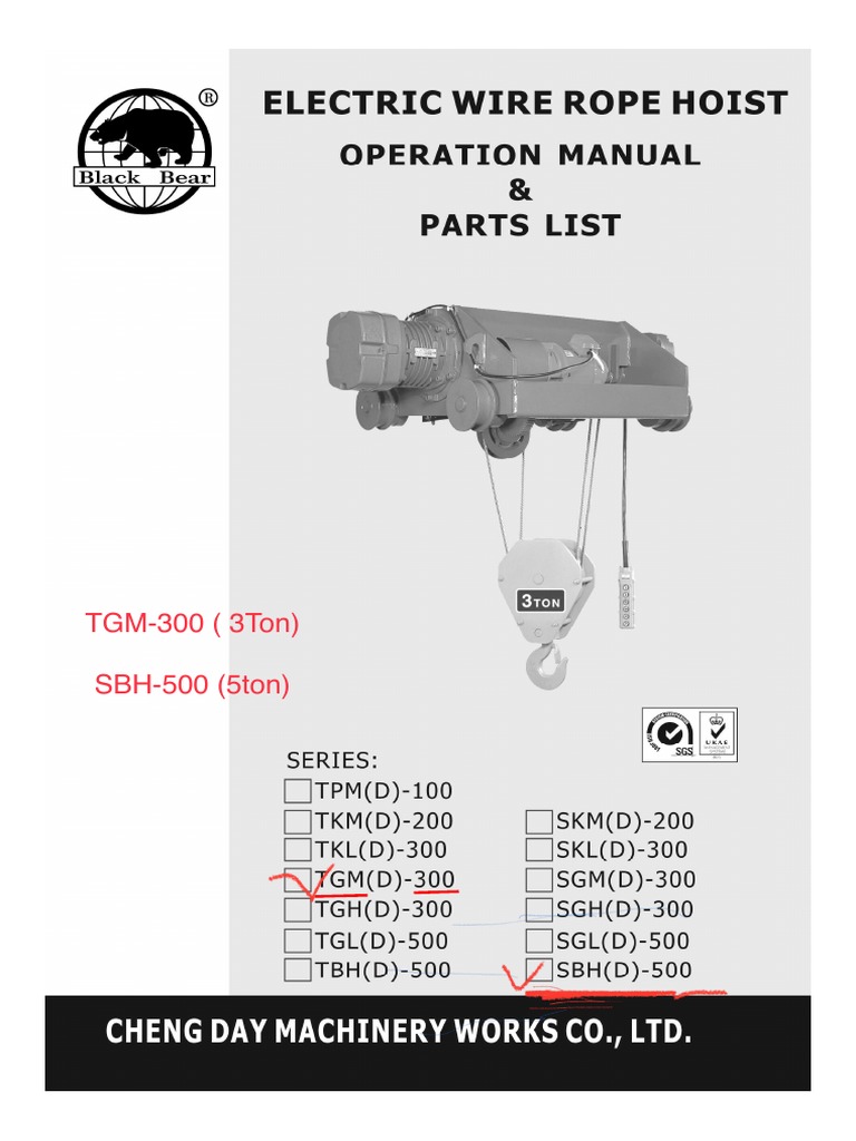 3ton and 5ton Hoist - Operation Manual | PDF | Electrical Connector ...