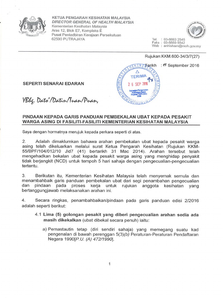 6.surat Pekeliling Ketua Pengarah Kesihatan Bertarikh 15 September 2016 ...